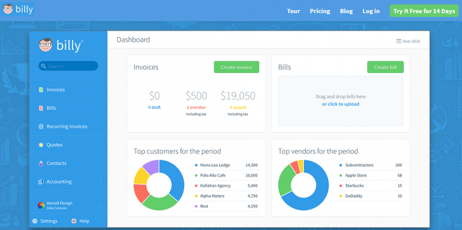 Billy - Extremely easy-to-use and 100% free accounting software.